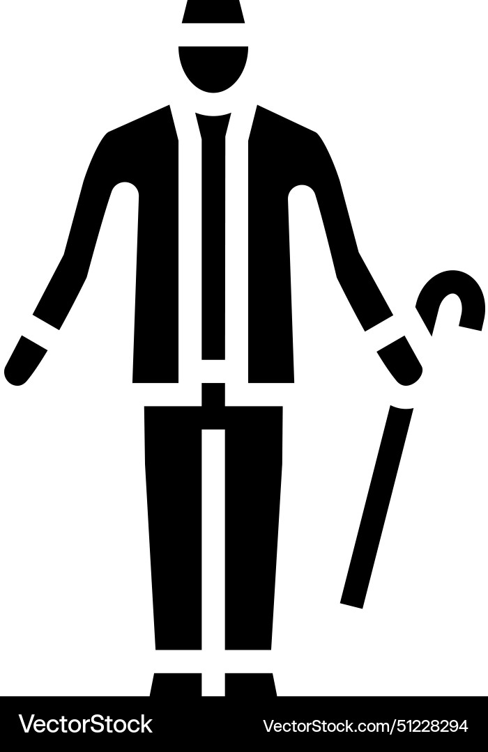 Pensioner old man glyph icon Royalty Free Vector Image