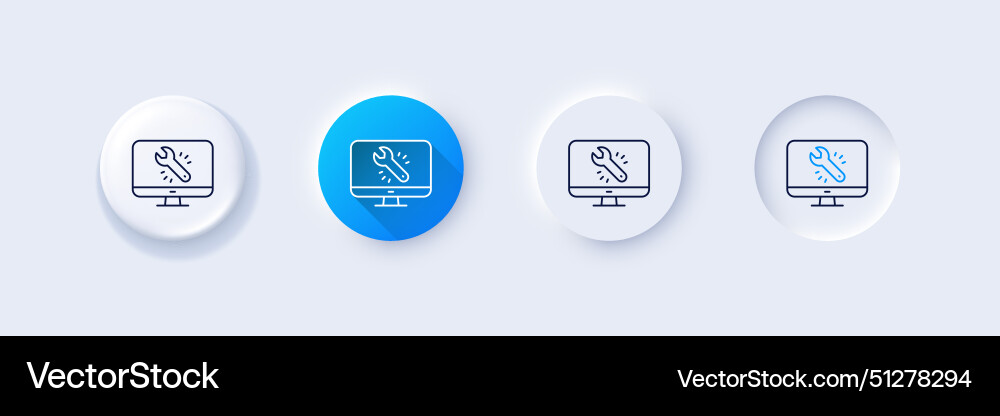 Spanner tool line icon monitor or computer repair Vector Image