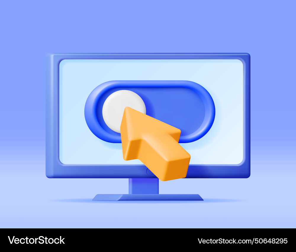 3d mouse cursor and switch button in computer Vector Image