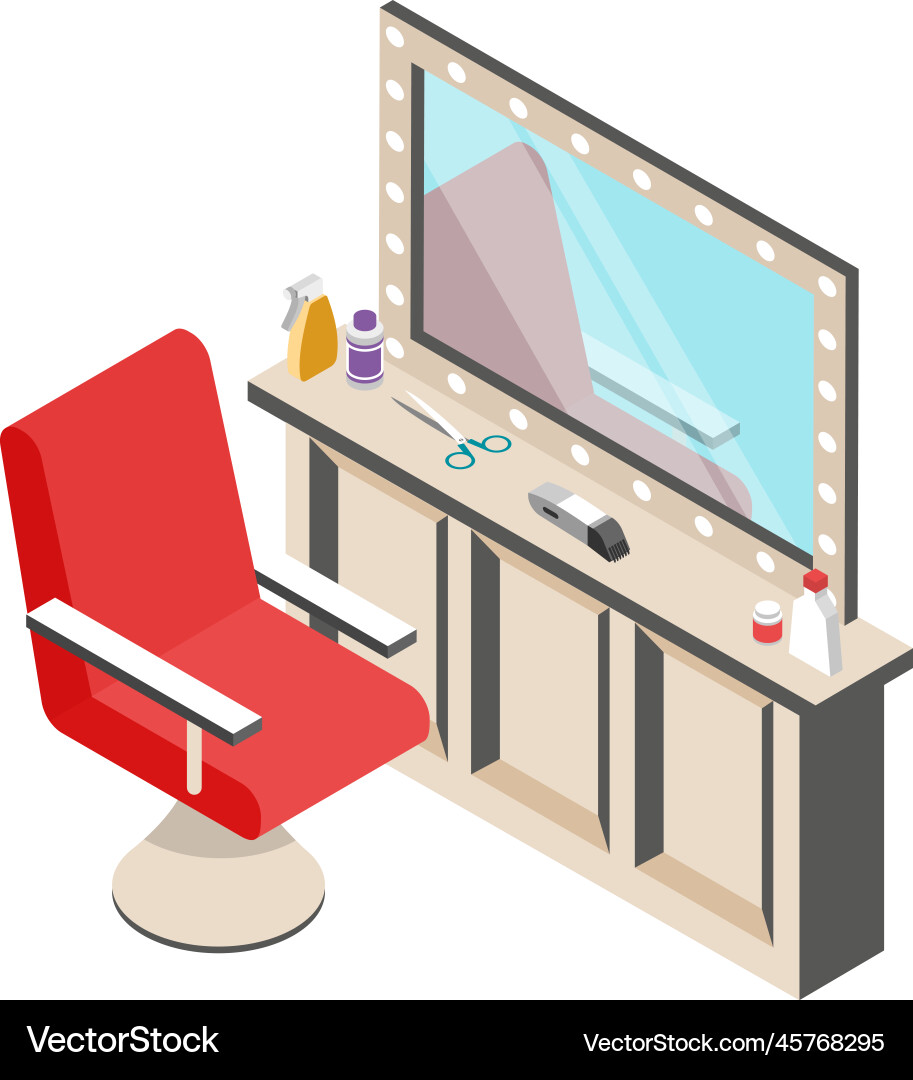 Beauty salon chair composition Royalty Free Vector Image