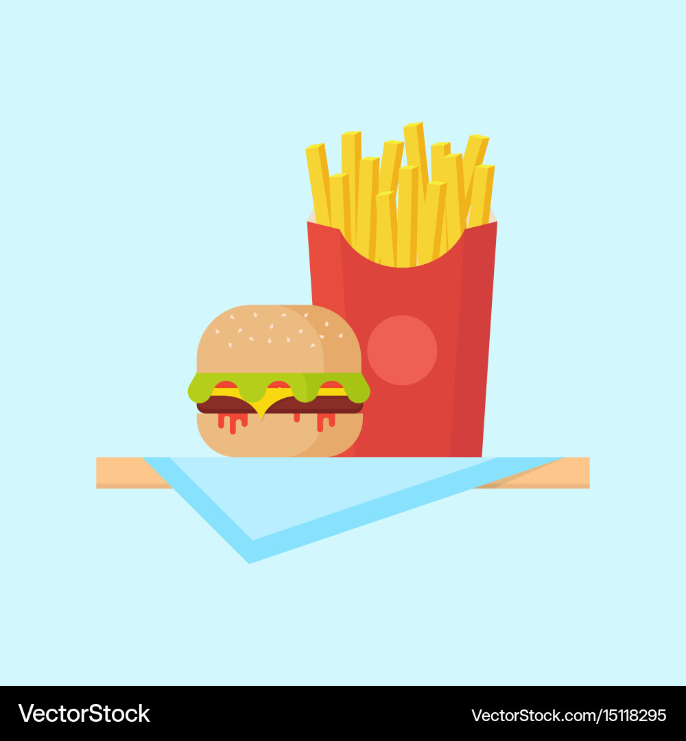 Burger and fries Royalty Free Vector Image - VectorStock