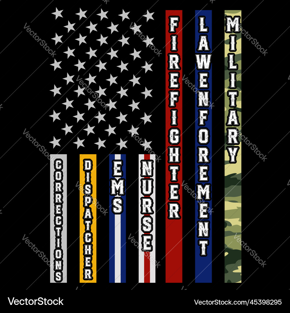 First responder nurse hero flag patriotic Vector Image