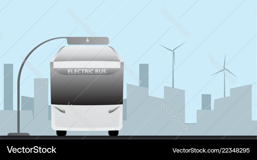 Futuristischer Elektrobus an einer Haltestelle Vektorbild