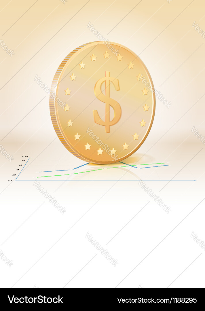 Gold coin with dollar sign Royalty Free Vector Image
