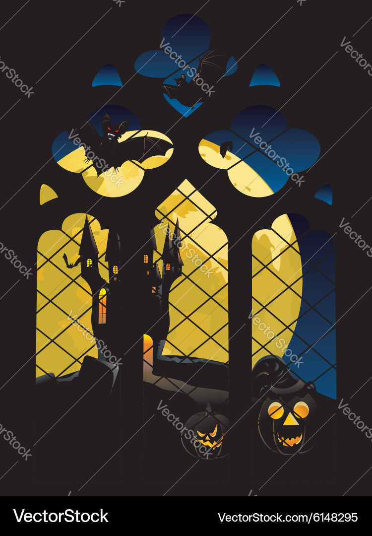Gothic window and moon2 Royalty Free Vector Image