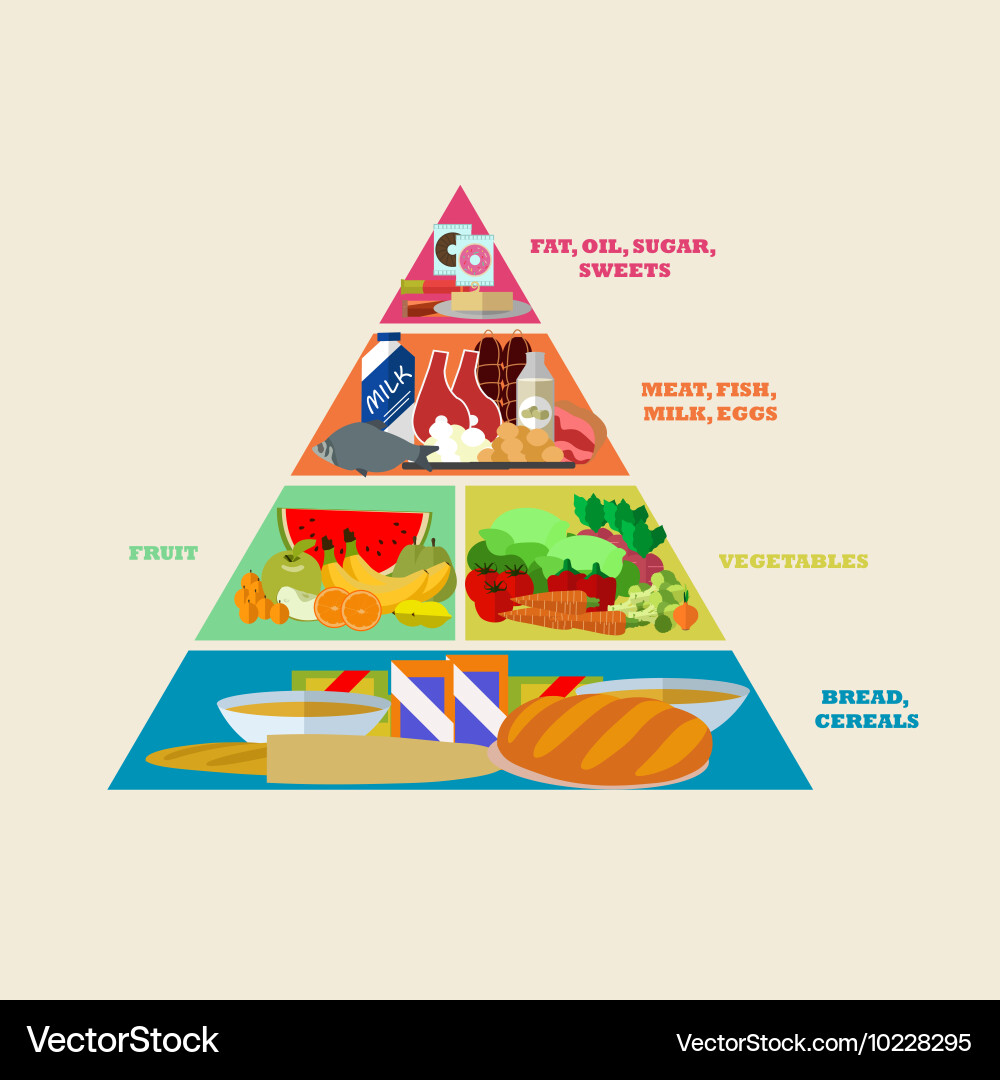 Healthy food pyramid poster in flat style Vector Image