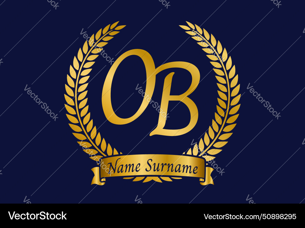 Initial letter o and b ob monogram logo design Vector Image