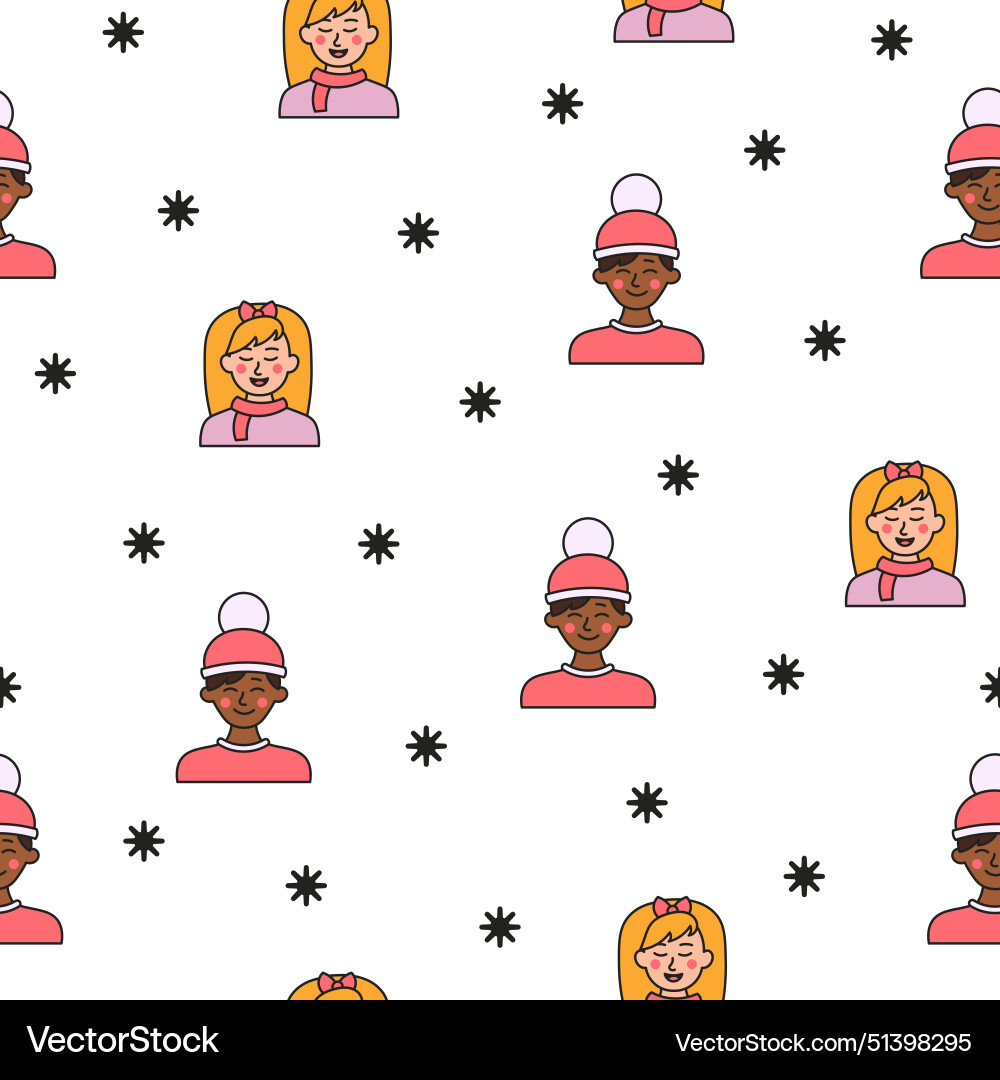 Kids different user profile seamless pattern Vector Image