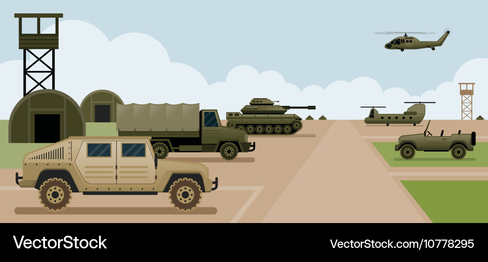 Military Vehicles Base Camp Royalty Free Vector Image