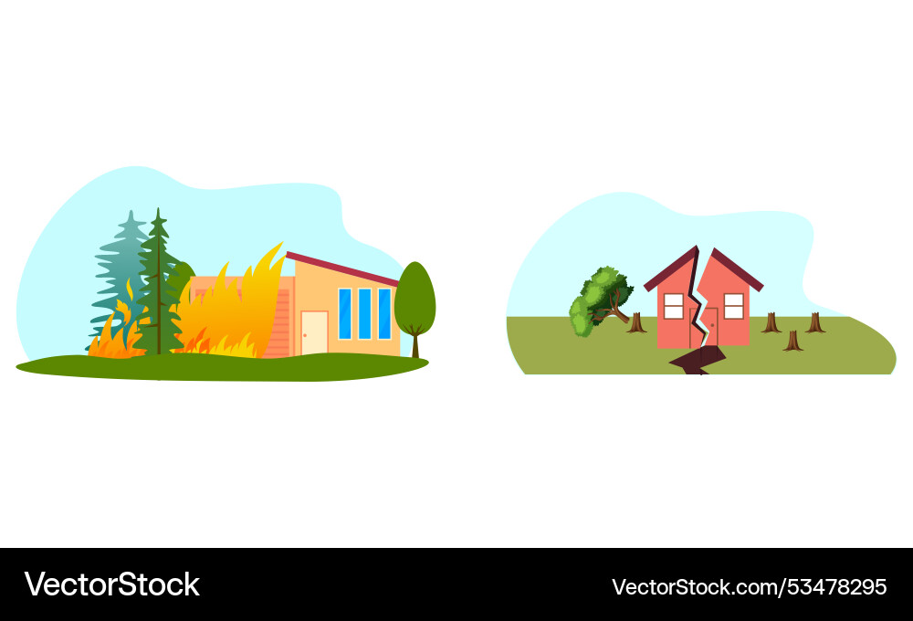 Natural disaster scenes different elemental Vector Image