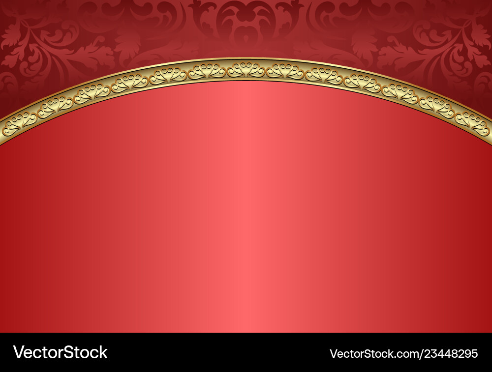 Red background with floral pattern and golden Vector Image