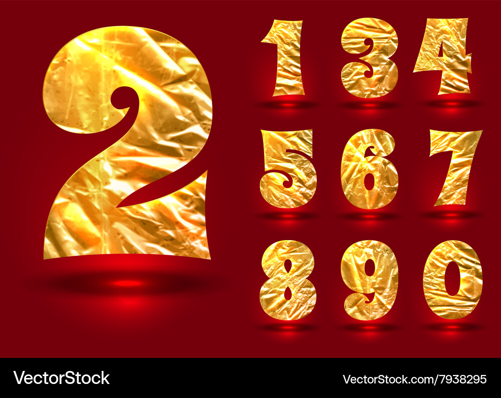 Set of numbers made foil Royalty Free Vector Image