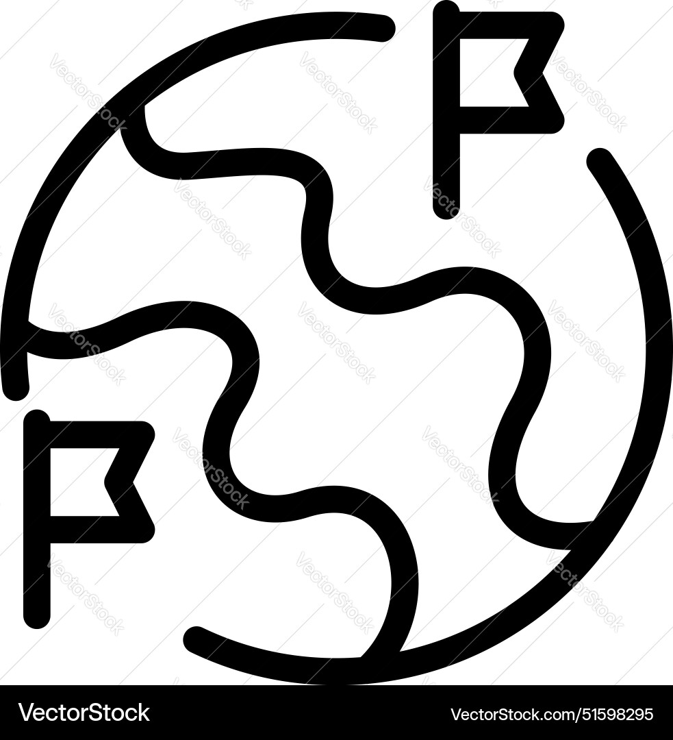 Simple line drawing of earth with two flags Vector Image