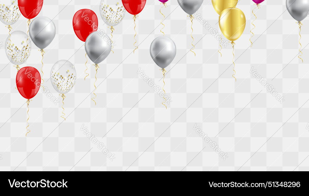 Assorted colorful balloons in red gold silver Vector Image