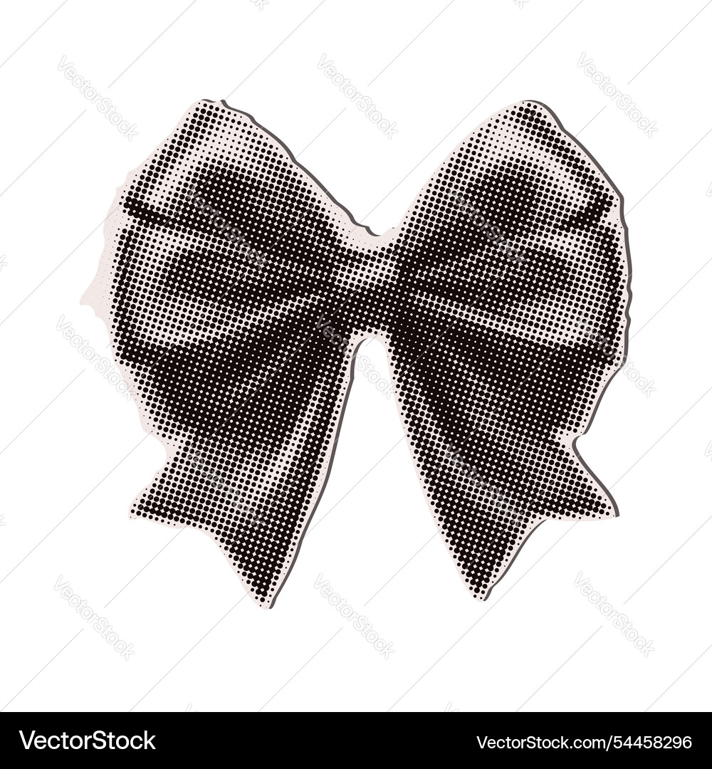 Beautiful bow - christmas halftone collage torn Vector Image