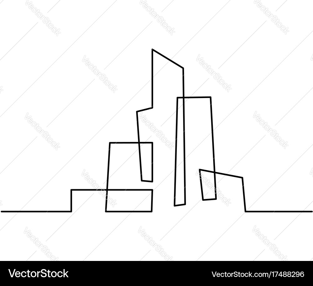 Building cityscape line art silhouette Royalty Free Vector