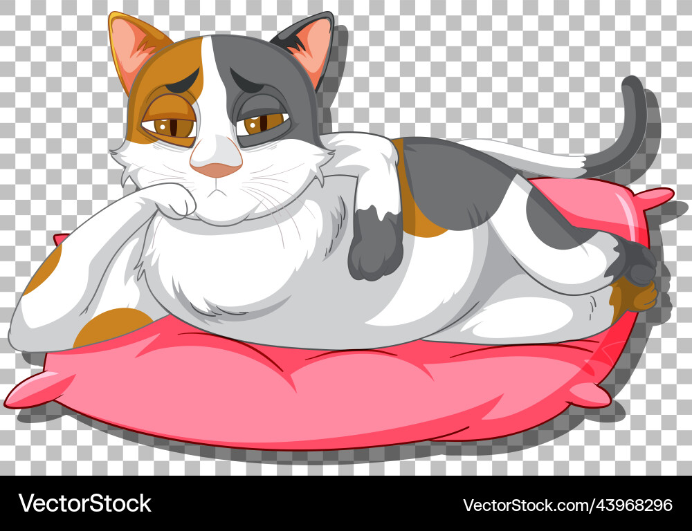 Cat lying on pillow cartoon character Royalty Free Vector