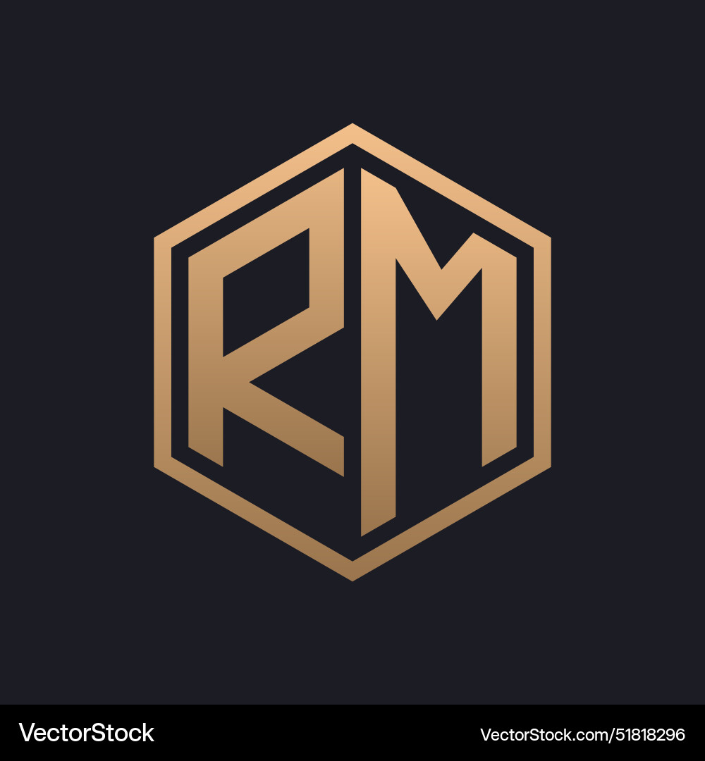 Elegant hexagon letter rm logo design initial Vector Image