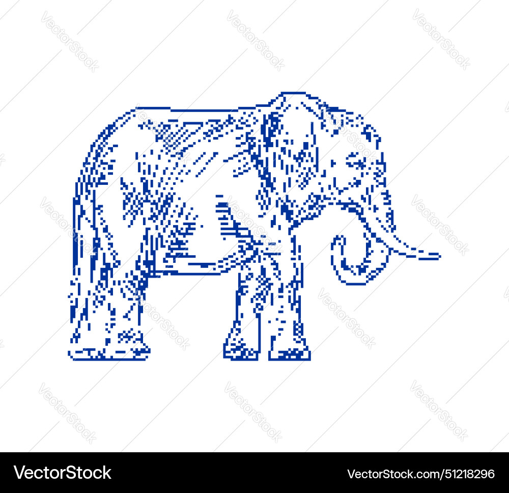 Elephant pixel art 8bit animal 8 bit old video Vector Image