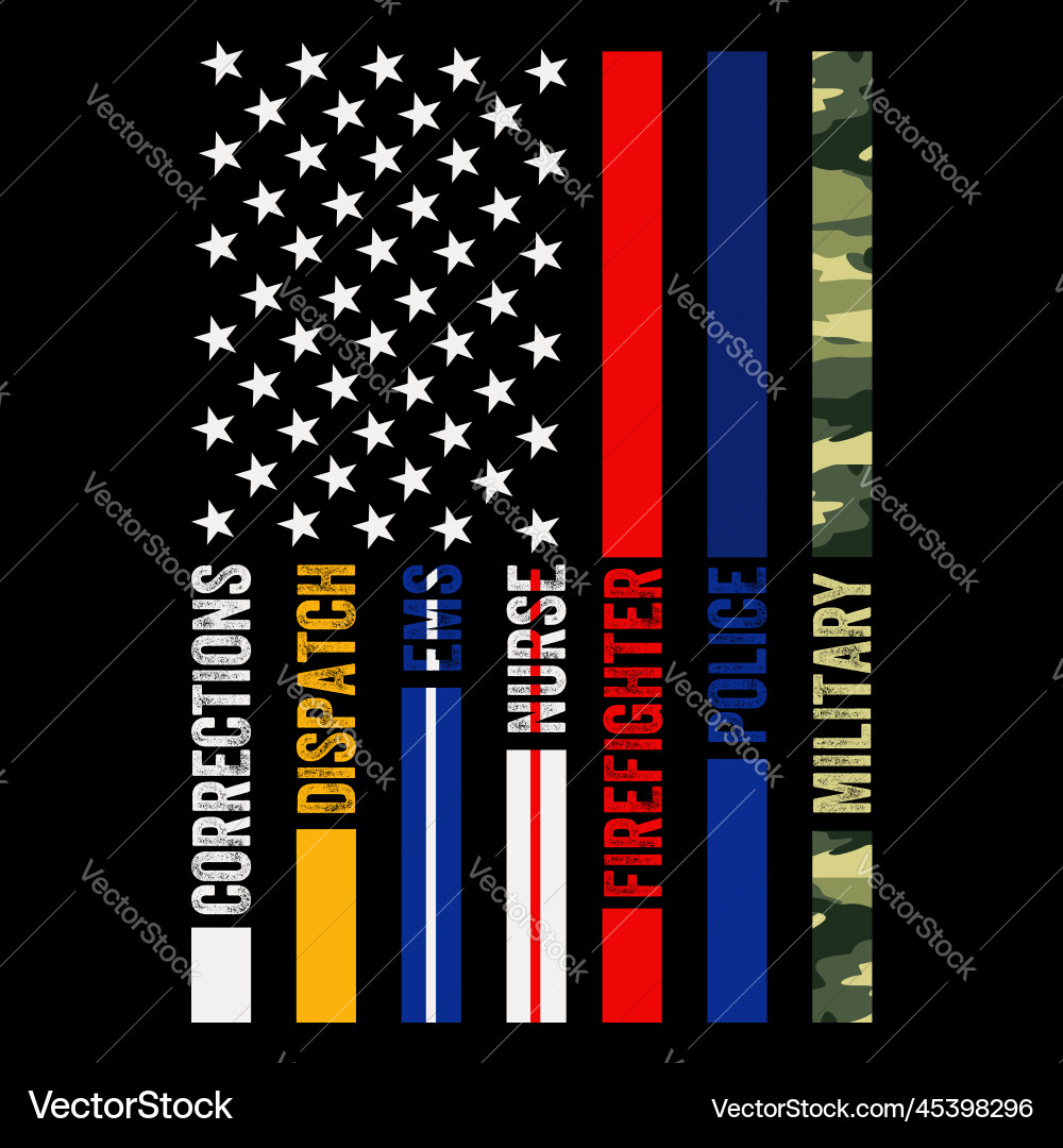 First responder nurse hero flag patriotic Vector Image