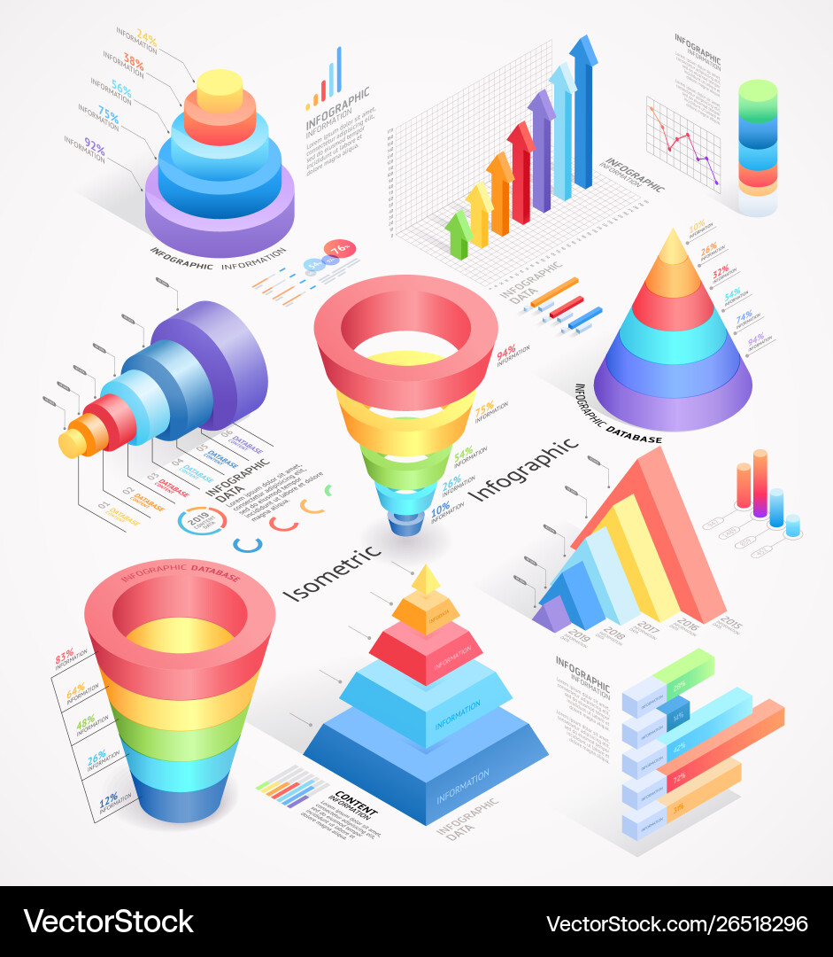 Infografiken isometrische Elemente Lizenzfreies Vektorbild