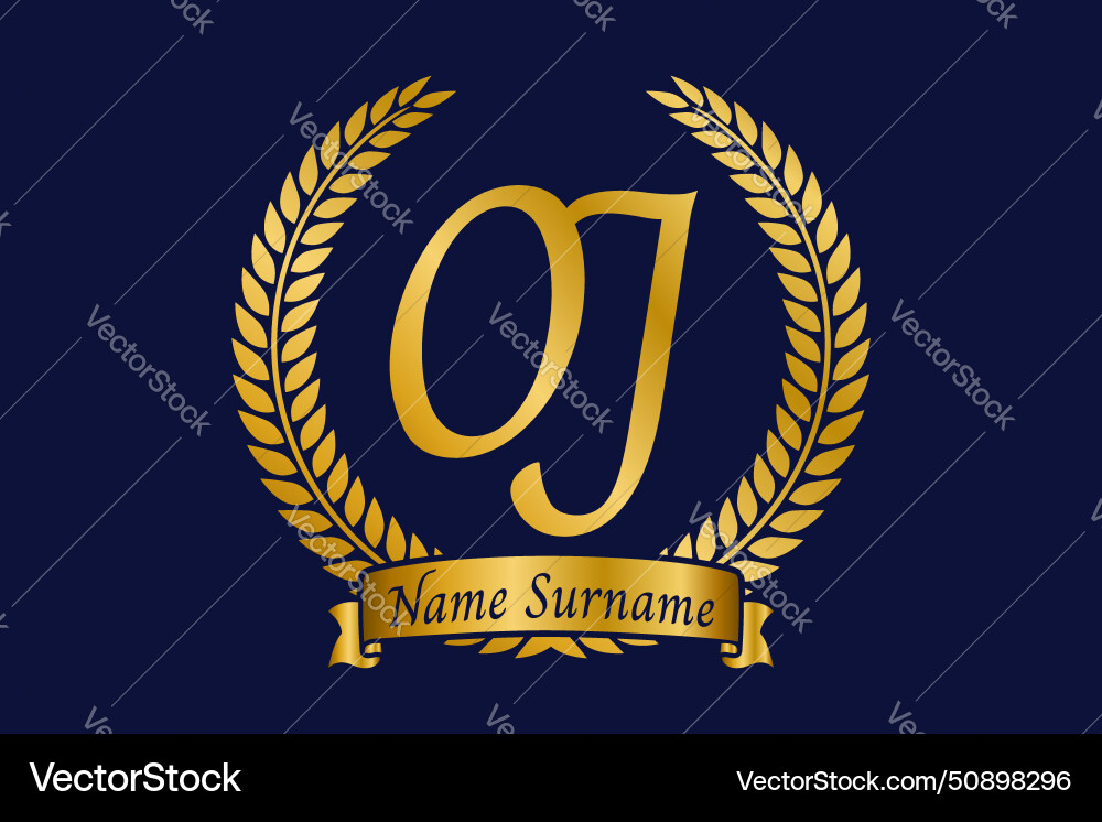 Initial letter o and j oj monogram logo design Vector Image