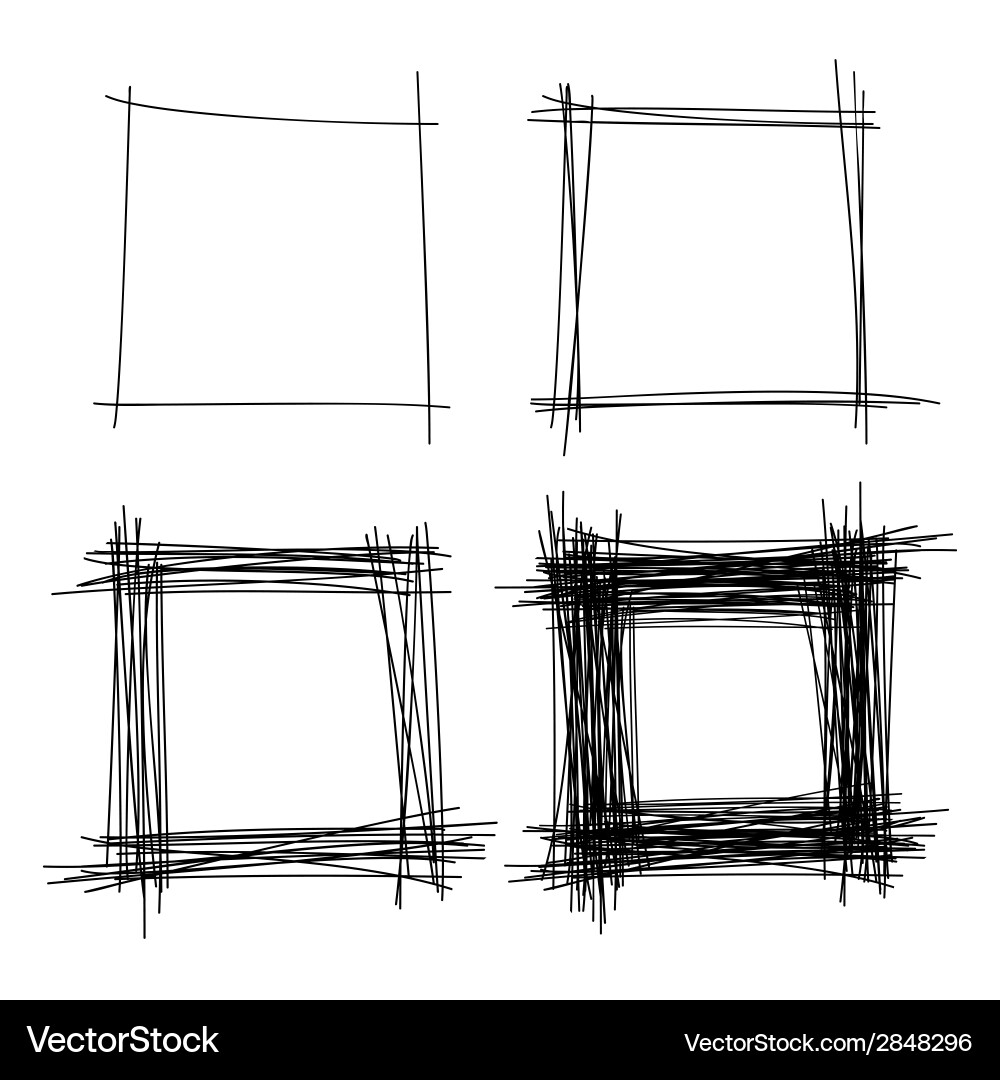 Set of hand drawn scribble squares design elements