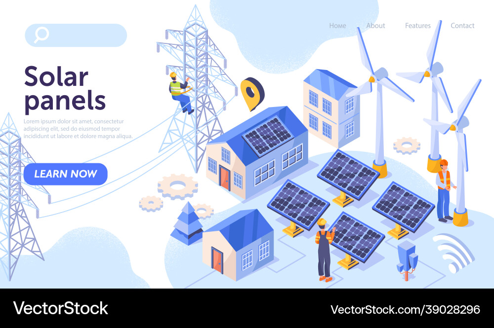 Solar power plant maintenance concept Royalty Free Vector