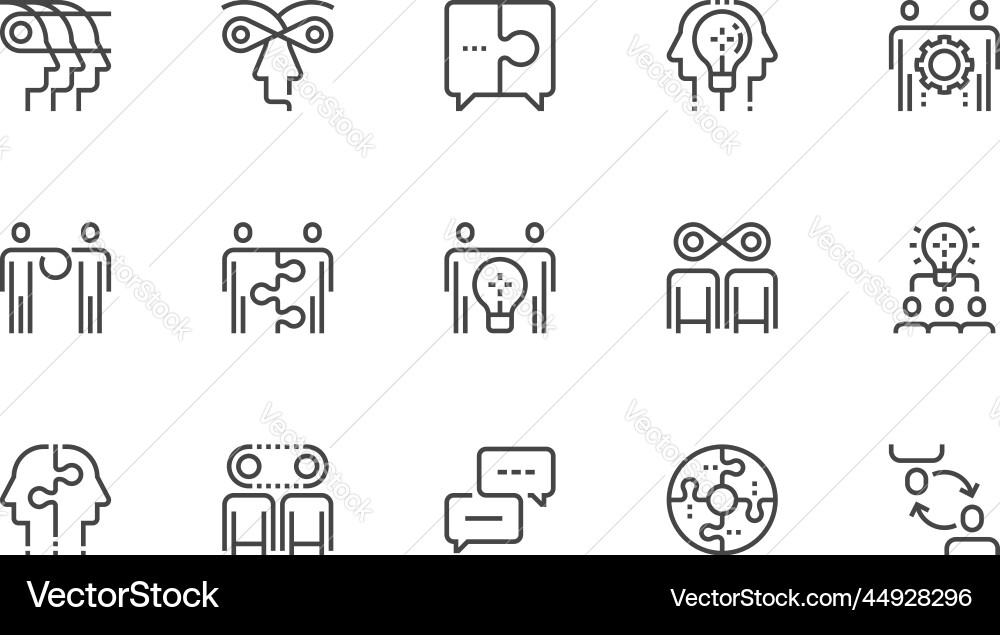 Synergy Line Icons - Collaboration Royalty Free Vector Image