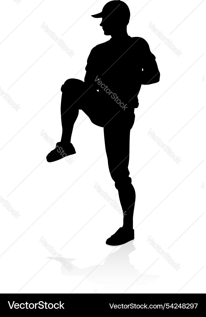 Baseball player silhouette Royalty Free Vector Image
