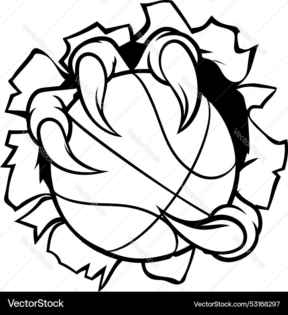Basketball ball eagle claw ripping background Vector Image