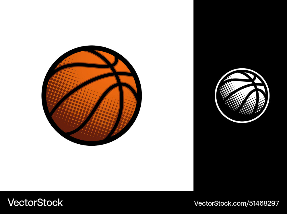 Basketball graphic with halftone effect Royalty Free Vector
