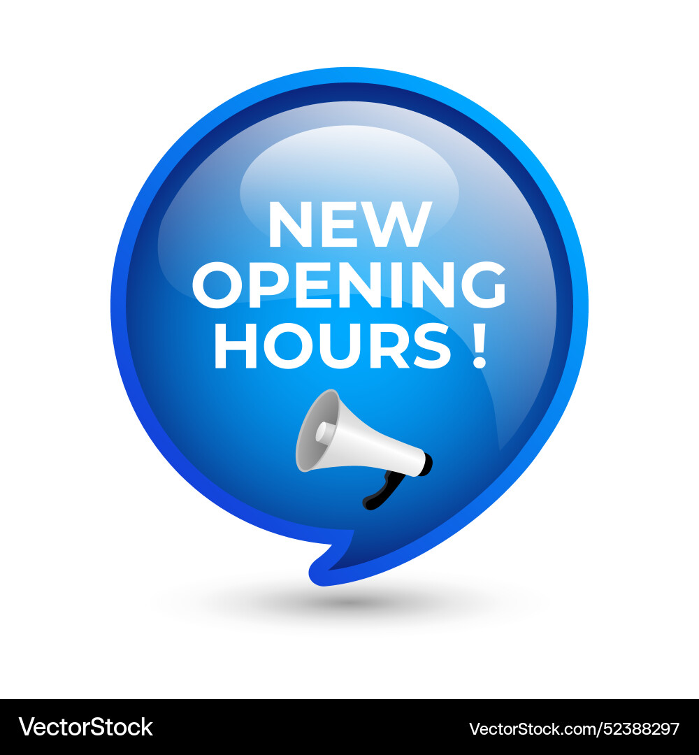 Creative new opening hours sign in gradient Vector Image