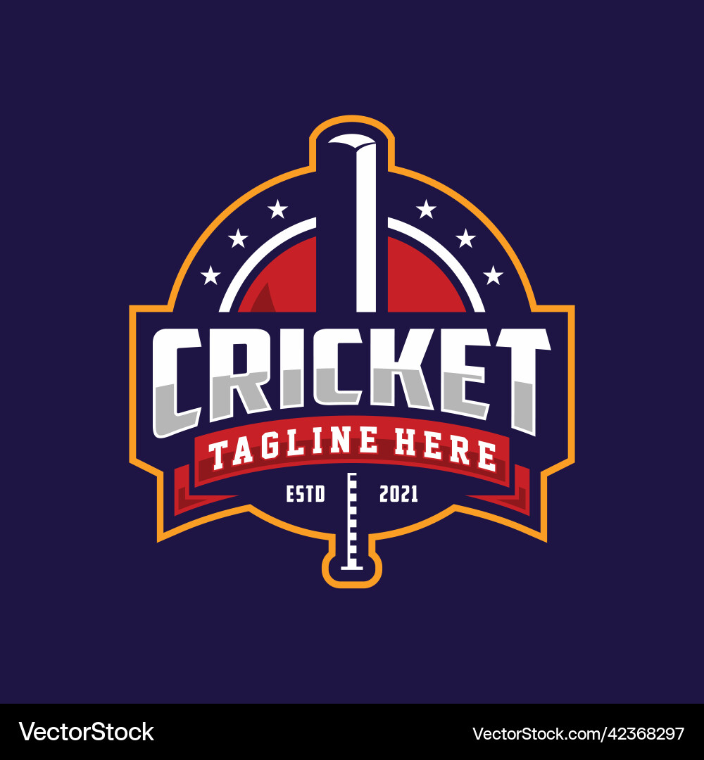 Cricket team logo template design Royalty Free Vector Image