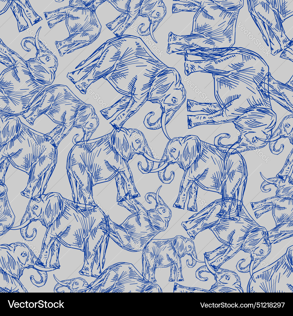 Elephant hand drawing pattern seamless animal Vector Image