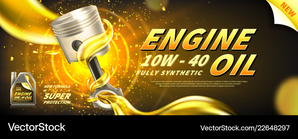 Engine oil advertisement background Royalty Free Vector