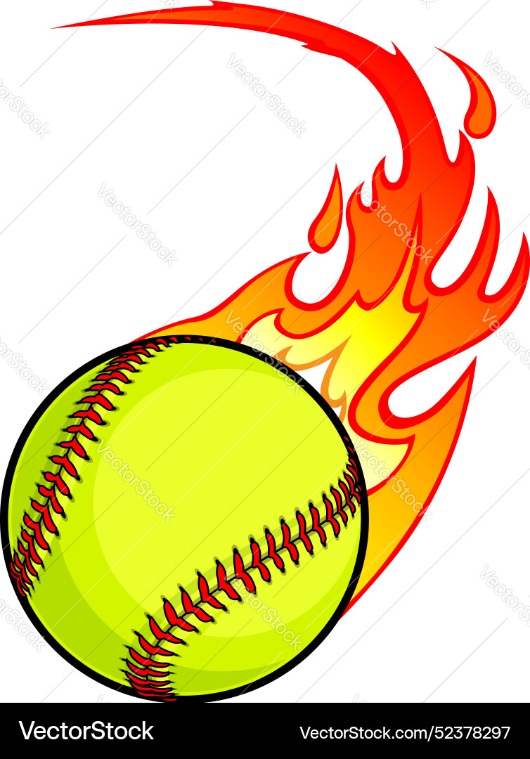 Flaming Yellow Softball Pitch Royalty Free Vector Image