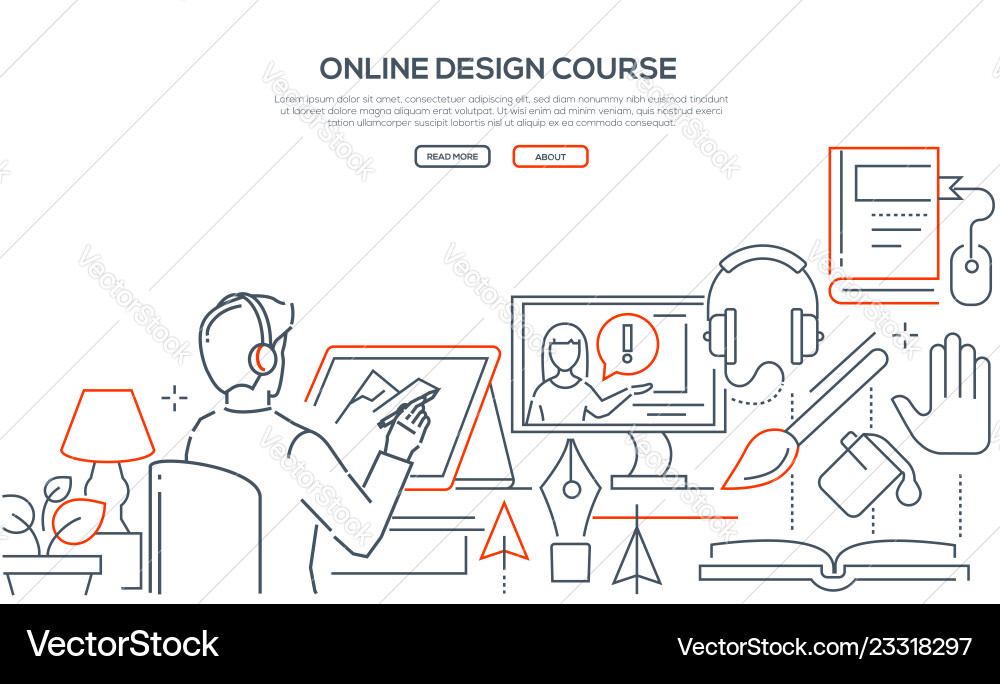 Online design course - modern line style Vector Image