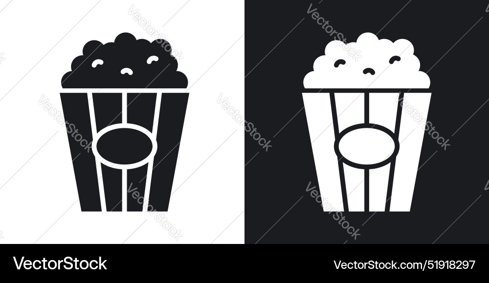 Popcorn icon set in solid black and white color Vector Image