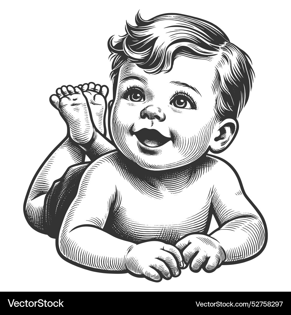 Smiling baby crawling Royalty Free Vector Image