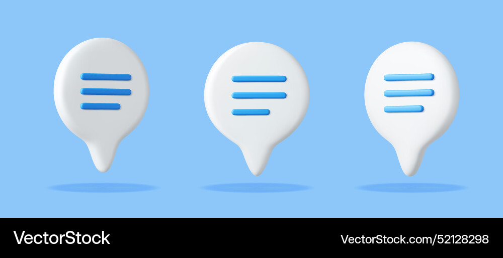 3d blank white speech bubble pin Royalty Free Vector Image