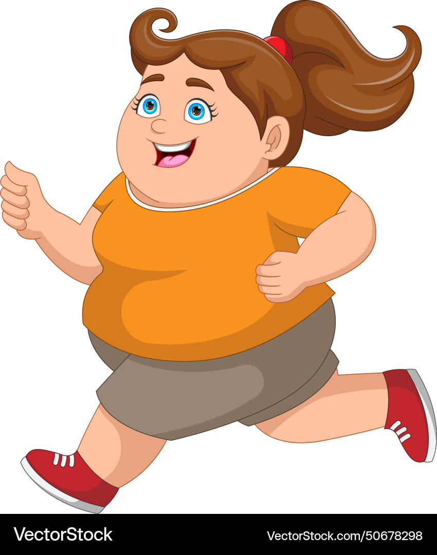 Fat woman running cartoon Royalty Free Vector Image