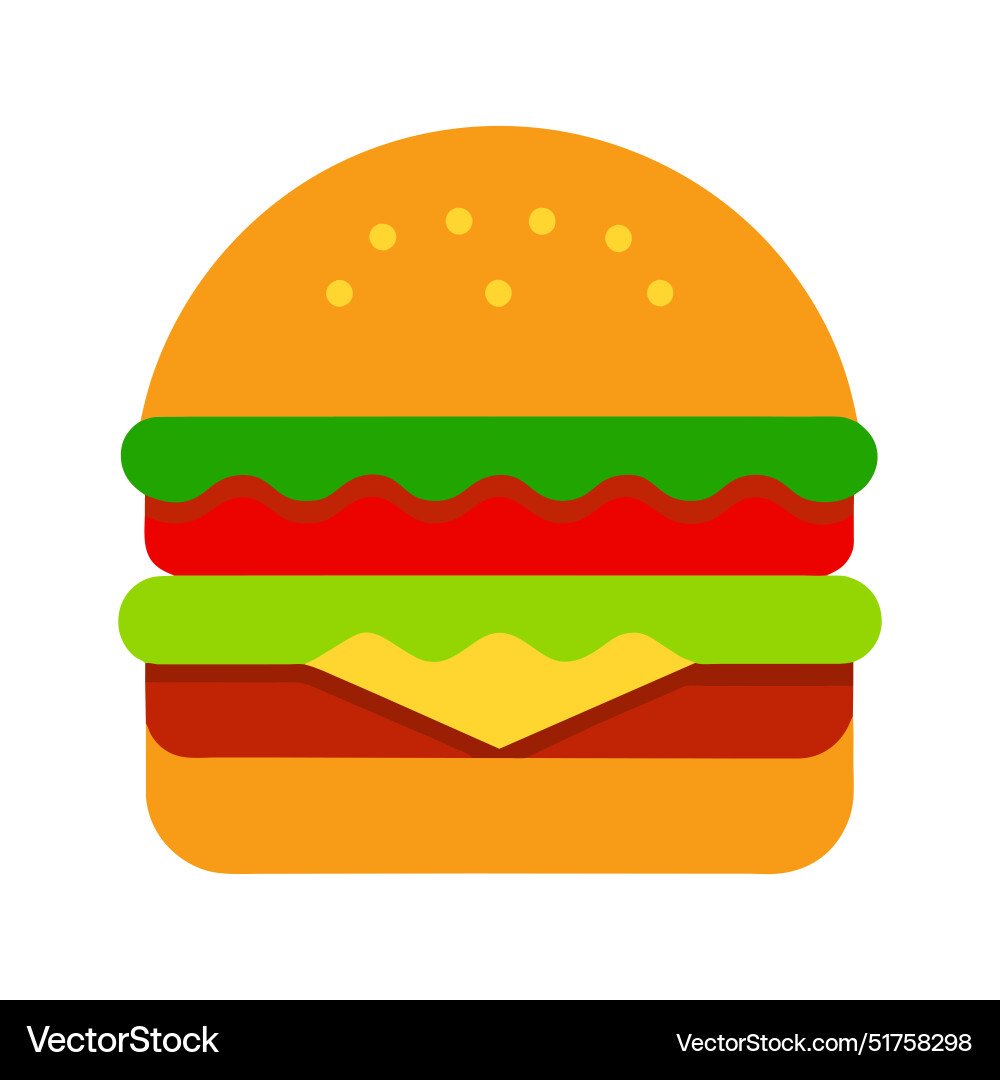 Hamburger flat on white background Royalty Free Vector Image