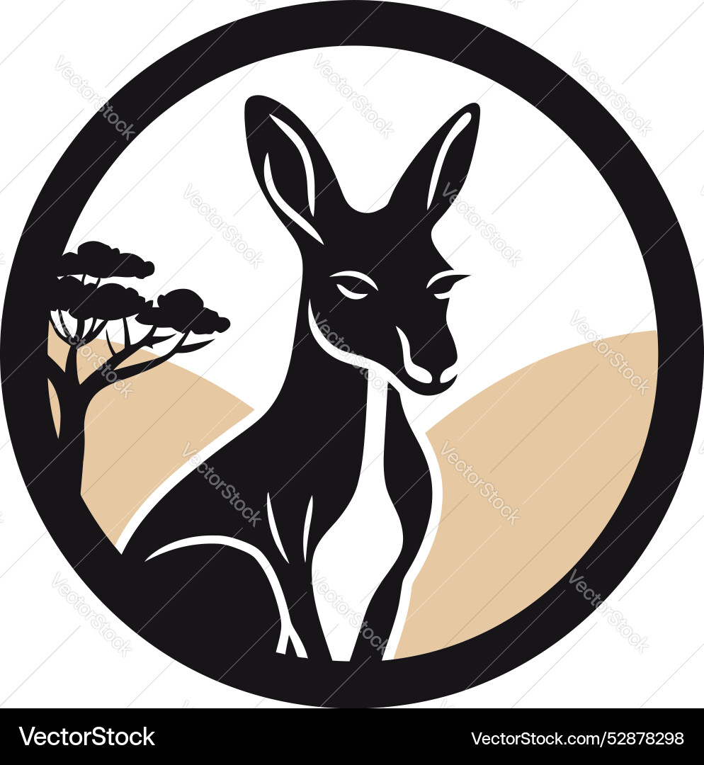Kangaroo kickstart icon boxing arena Royalty Free Vector