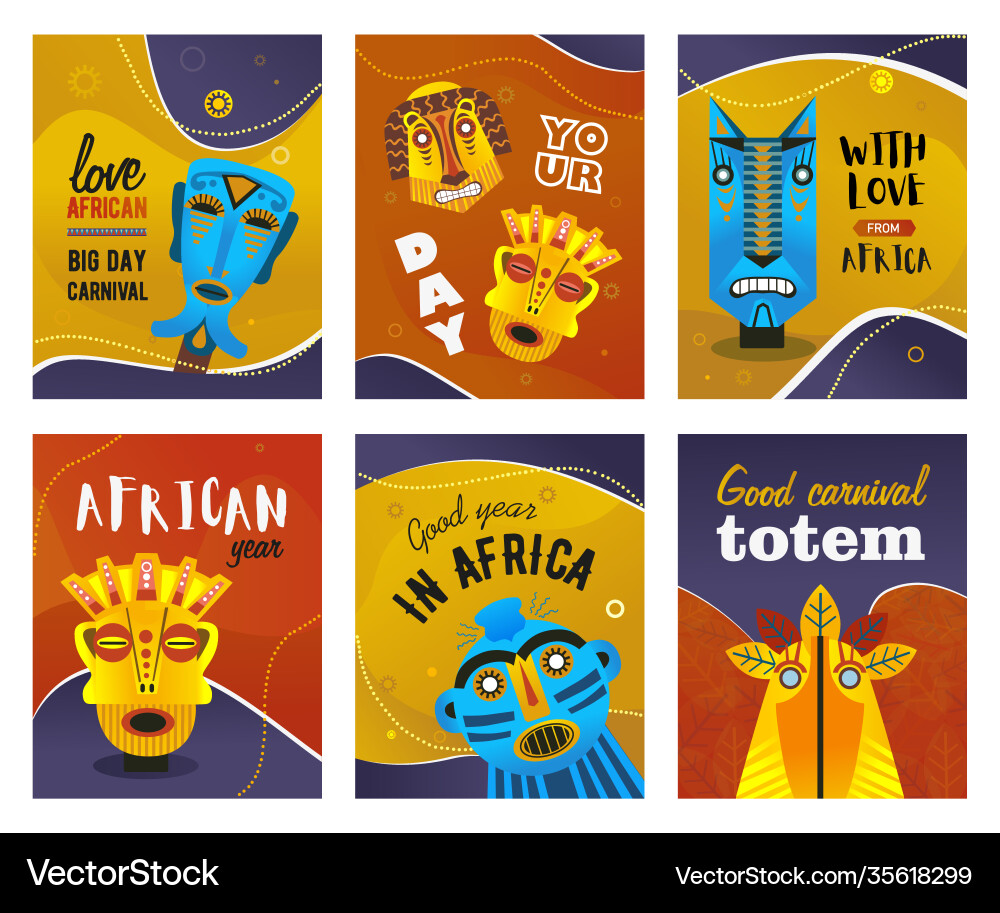 African greeting cards set Royalty Free Vector Image