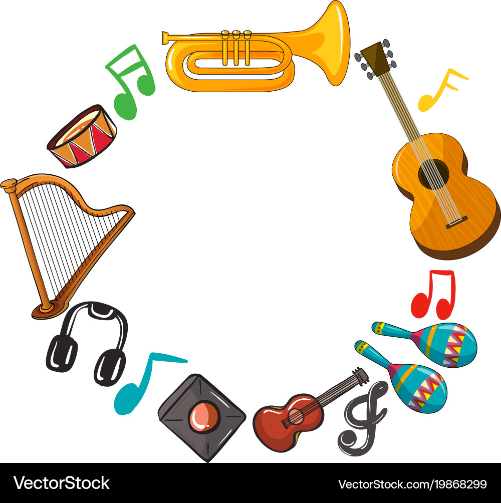 Border template with musical instruments Vector Image