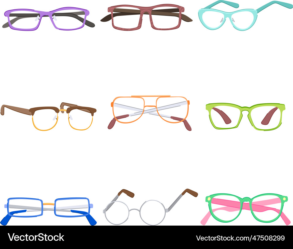 Computer glasses set cartoon Royalty Free Vector Image