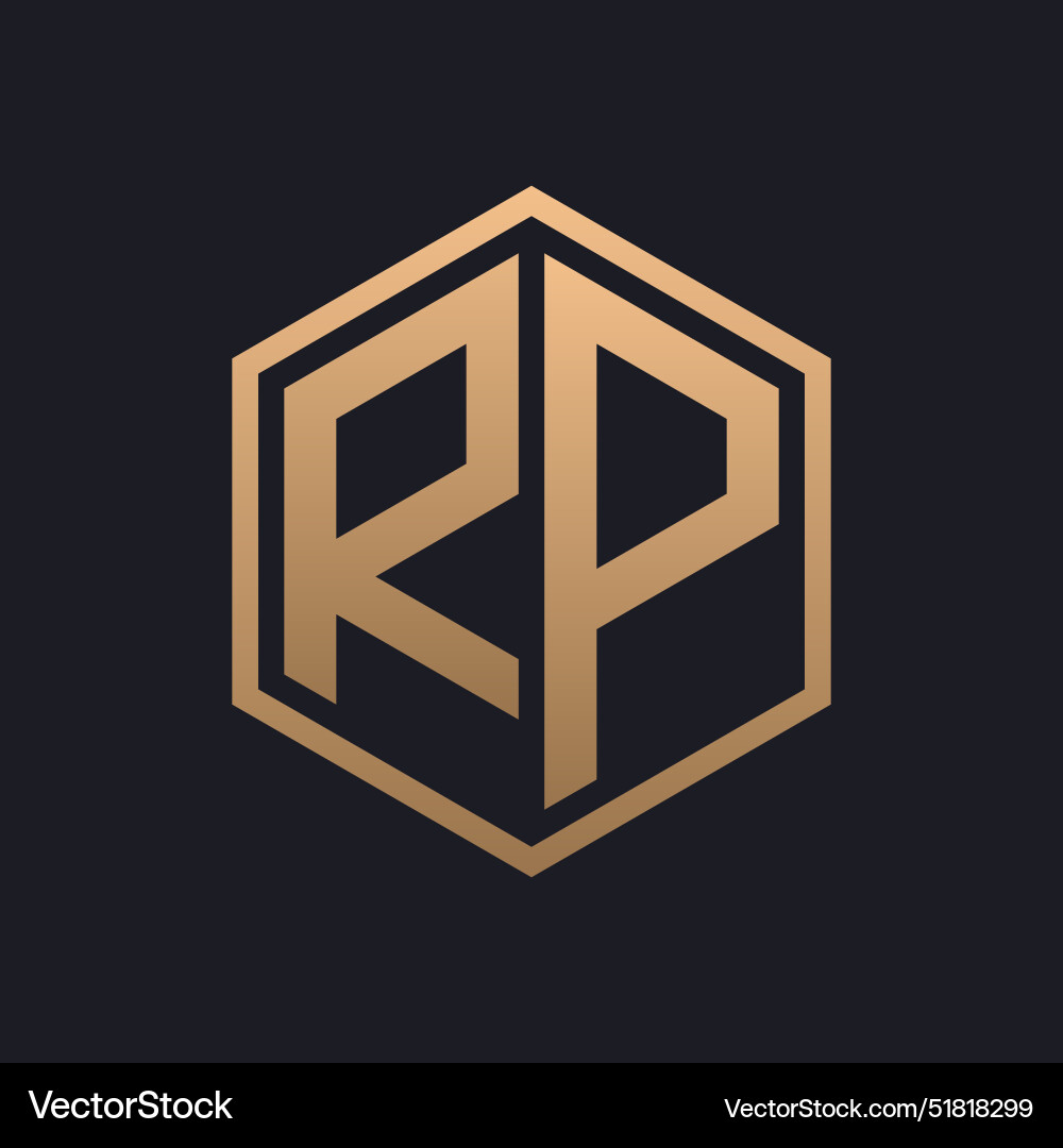 Elegant hexagon letter rp logo design initial Vector Image
