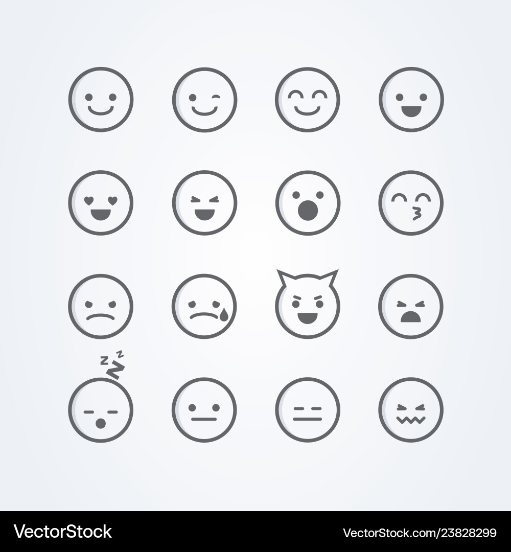 Funny cute flat style emoji emoticon icon set Vector Image