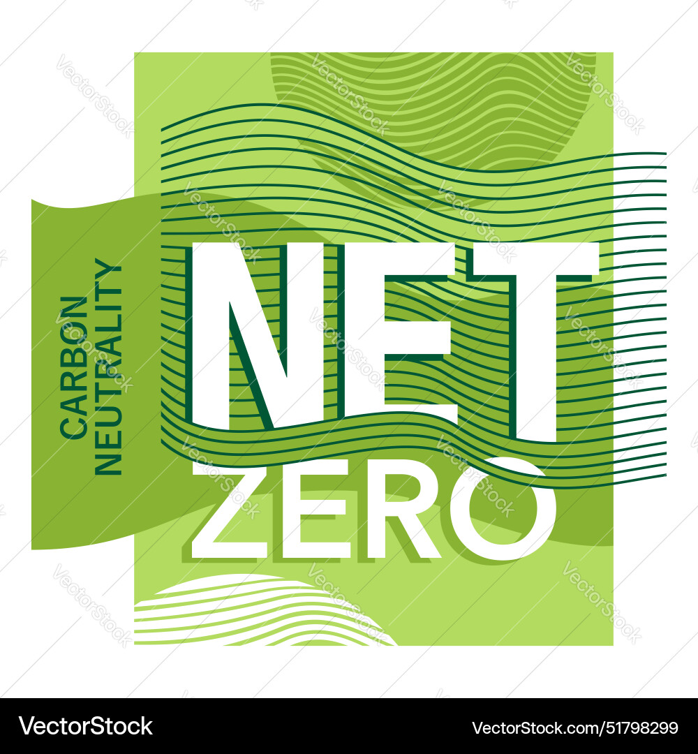 Net zero co2 neutral green decorative banner Vector Image